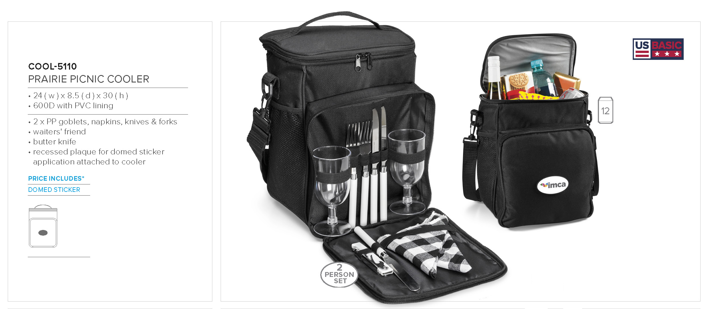 US Basic Prairie 2-Person Picnic Cooler On Target Promotional Gifts ...